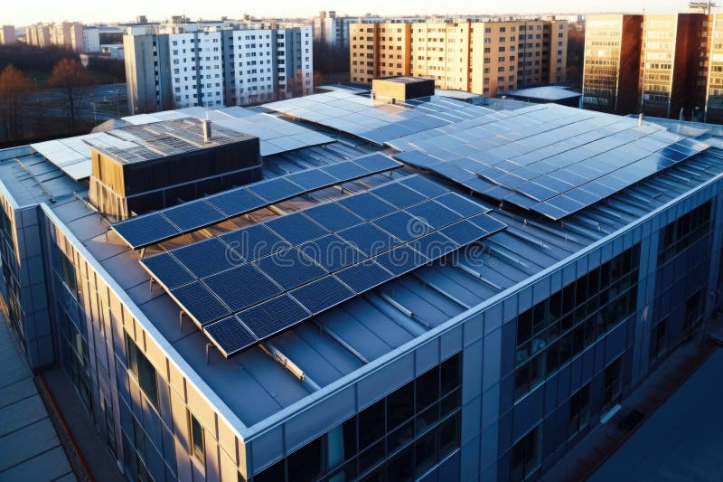 Solar Panels Installed on a Rooftop of a Modern Building Stock ...
