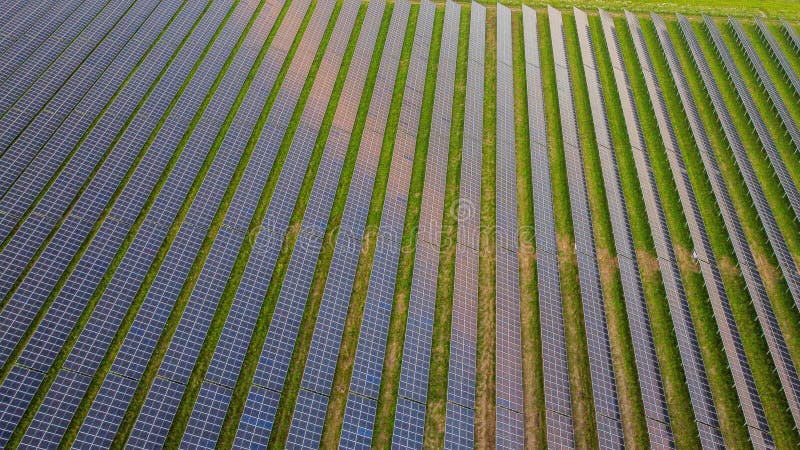 Solar Panels Installed in Rows on Rural Land Stock Image - Image of ...