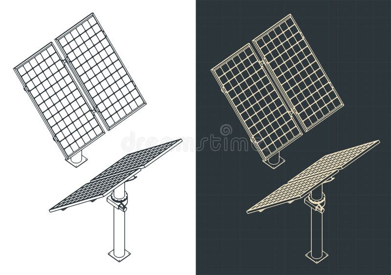 Solar Panels Isometric Blueprints Stock Vector - Illustration of nature ...