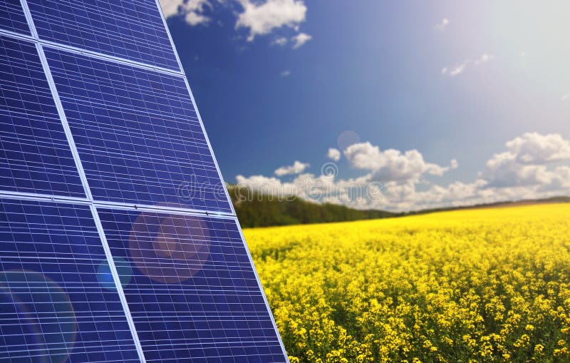 Solar Panels with Landscape Stock Photo - Image of energy, farmland ...