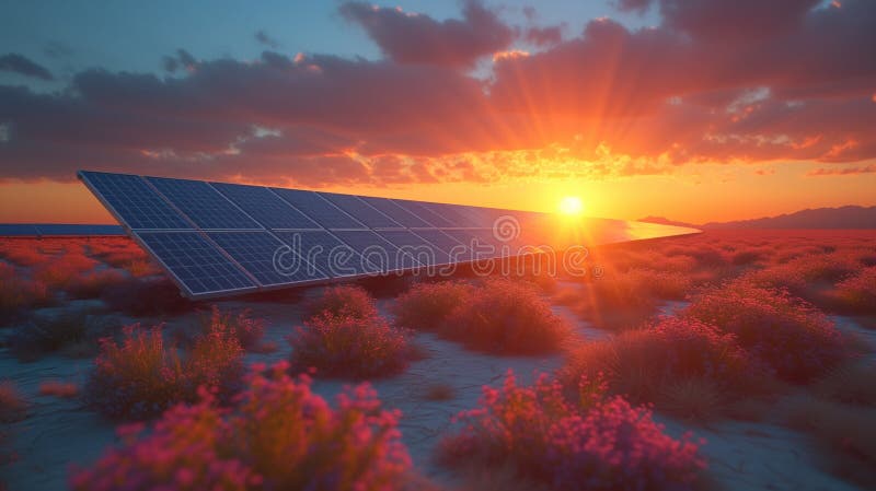 Solar panels landscape stock illustration. Illustration of supply ...