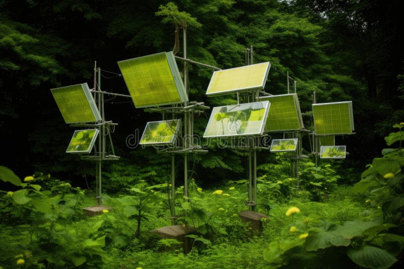 Solar Panels in a Lush Green Field, Symbolizing Artificial ...