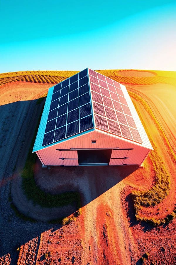 Solar Panels on Metal Shed Roof Top View Stock Illustration ...