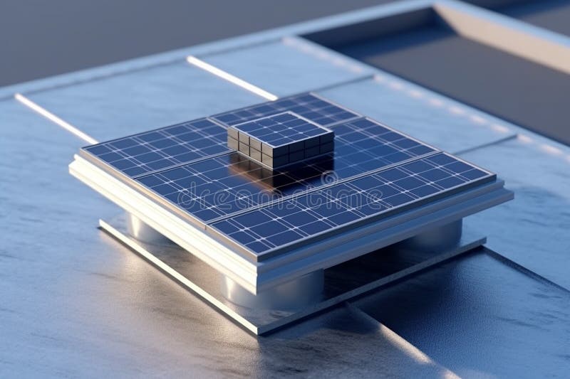 Solar Panels on a Metal Surface. Photovoltaic Cells Stock Illustration ...