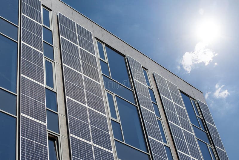 Solar Panels on Modern Building Stock Image - Image of urban ...