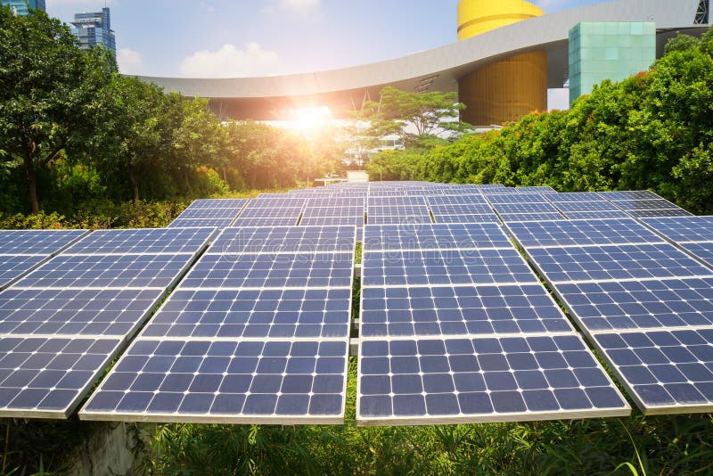 Solar Panels in Modern City Stock Photo - Image of economical, energy ...