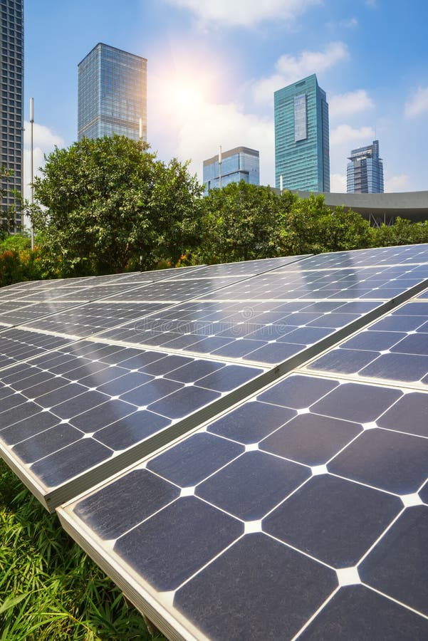 Solar Panels in the Park of City Stock Photo - Image of architecture ...