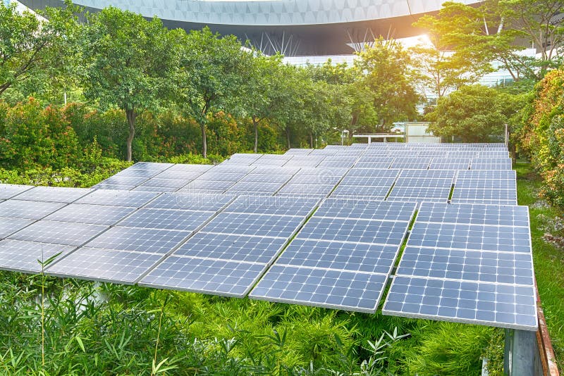 Solar Panels in Modern City Stock Photo - Image of alternative ...