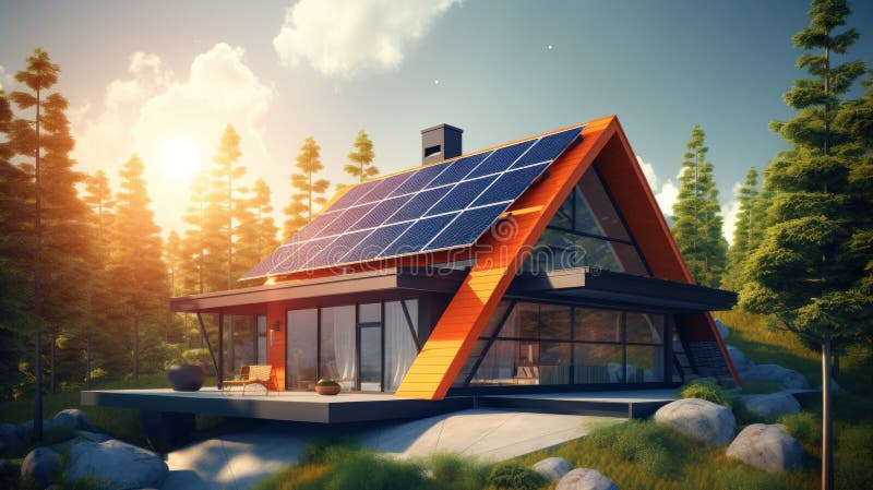 Solar Panels on Modern House Stock Image - Image of innovation, blue ...