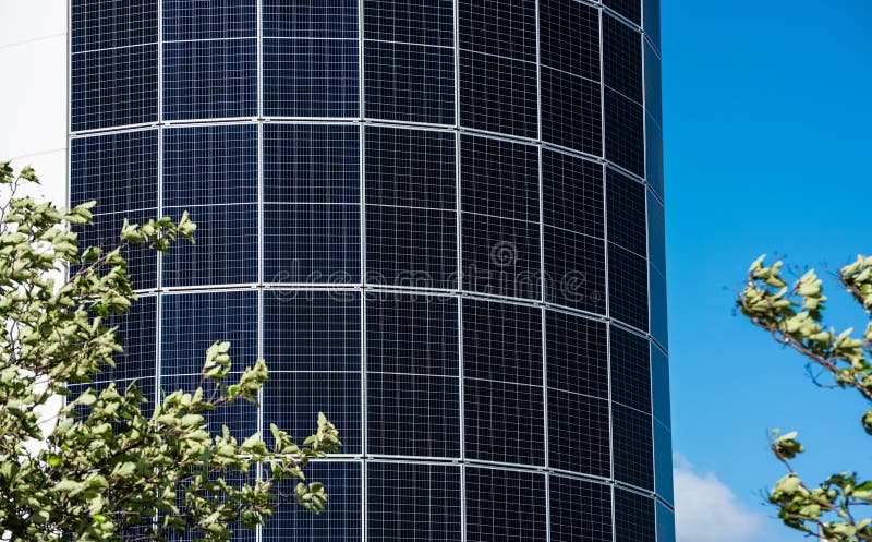 Solar Panels Mounted on the Exterior of a Large Tank.. Stock Image ...