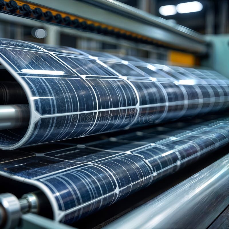 Solar Panels Moving Along the Production Line, Generative Ai Stock ...