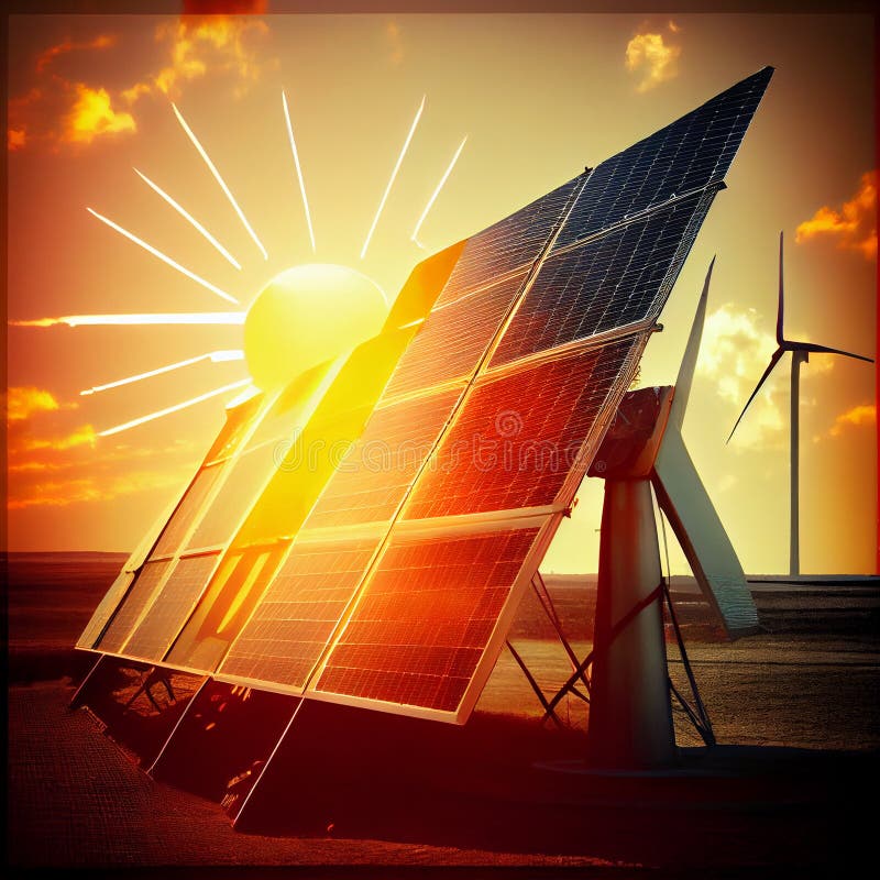 Solar Panels at the Outdoor. Generative Ai Stock Illustration ...