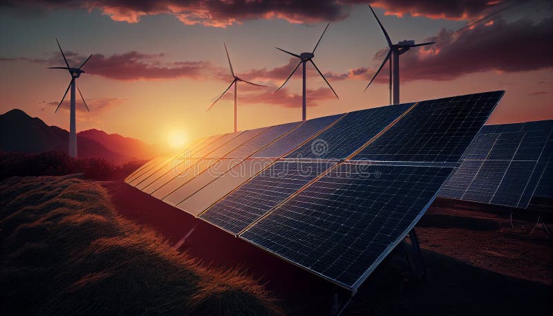 Solar Panels at the Outdoor. Generative Ai Stock Illustration ...