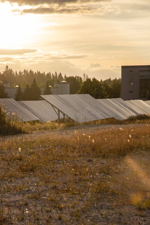 Solar Panels at Outdoors during Sunset Stock Image - Image of renewable ...