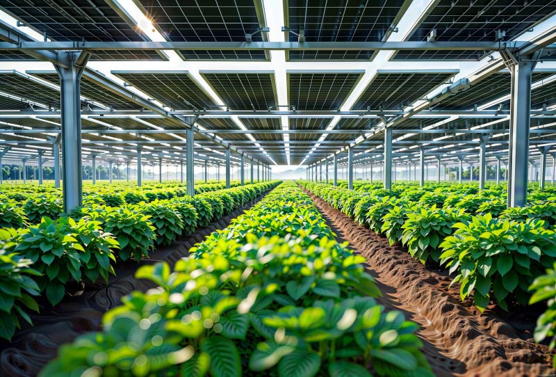 Growing Green: Agrivoltaics in Action, Generative Ai Stock Illustration - Illustration of ...