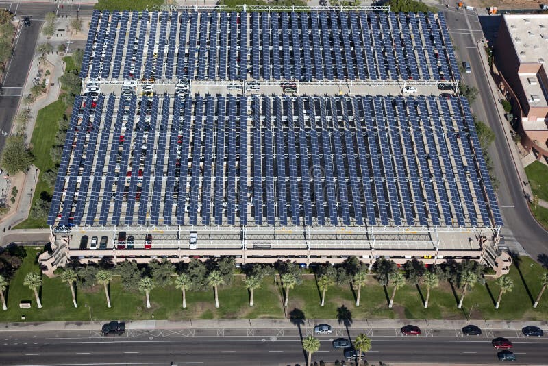 Solar Panels Over Parking Garage Stock Photo - Image of campus ...