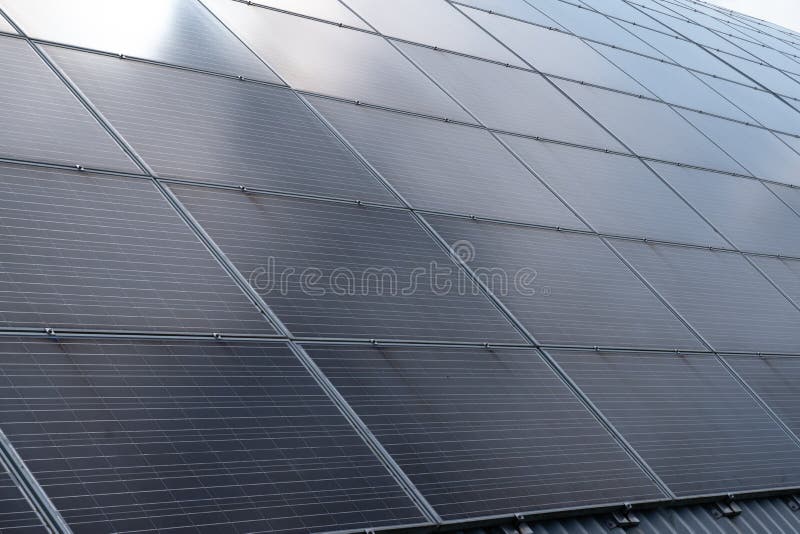 Solar Panels Panorama Sun Flare Reflection Stock Photo - Image of ...