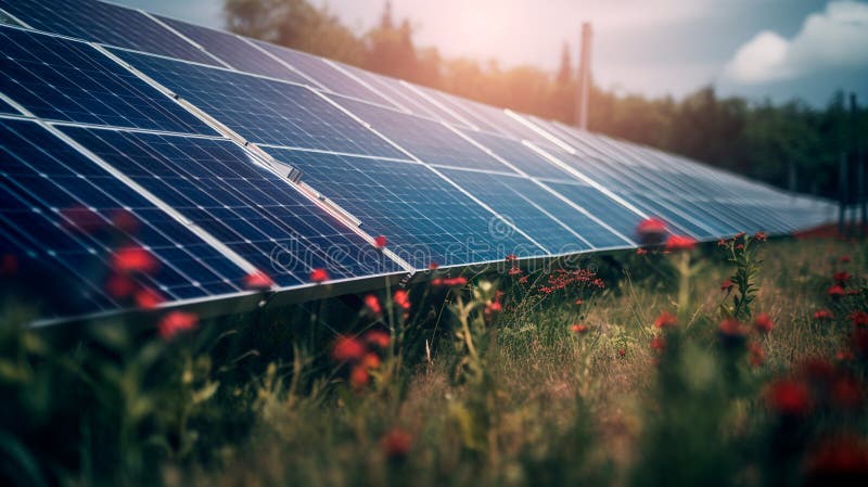 Solar Panels Park. Generative AI Stock Illustration - Illustration of ...