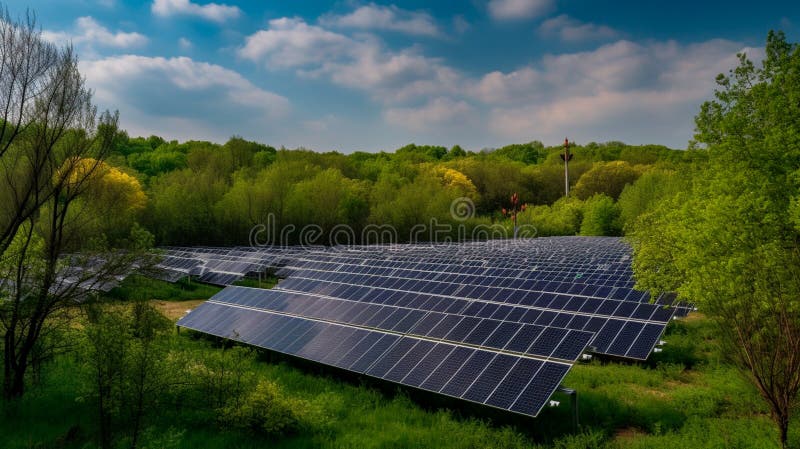Solar Panels Park. Generative AI Stock Illustration - Illustration of ...