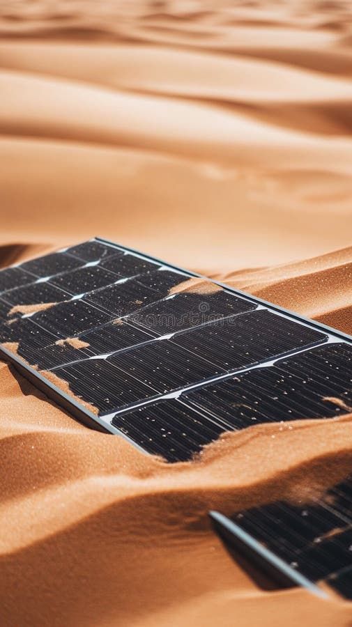 Solar Panels Partially Covered in Sand Operating in a Hot and Arid ...