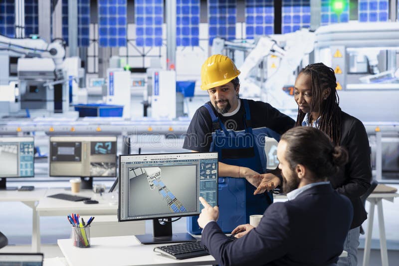 Solar Panels Plant Engineering Team Optimizing Efficiency Stock Photos ...