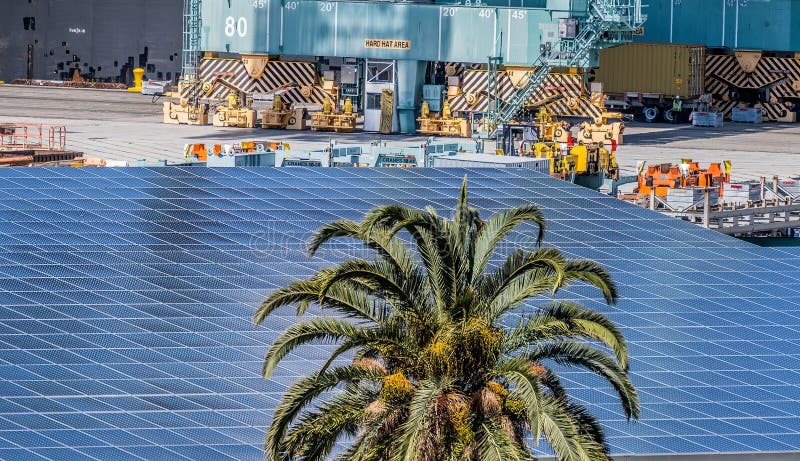 Solar Panels in Port stock image. Image of harbour, harbor - 249910035