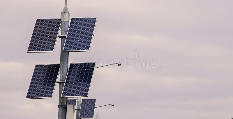 Solar Panels Positioned on a Metal Structure Under a Cloudy Sky ...