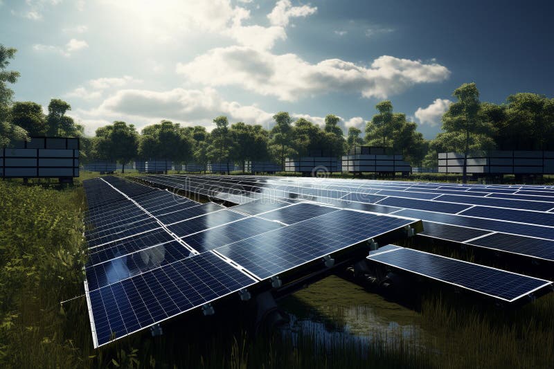 Solar Panels and a Solar Power Plant Stock Illustration - Illustration ...