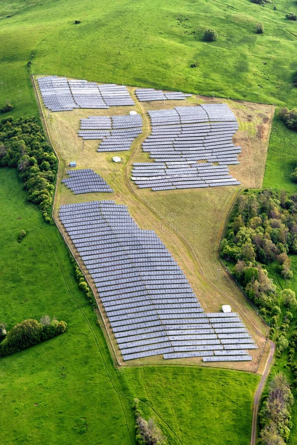 Solar Panels and Power Plant in Aerial View Stock Image - Image of ...