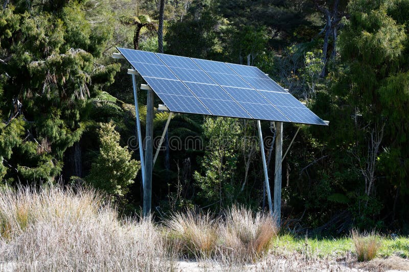 A Solar Panels Powers an Off Grid House Stock Image - Image of grass ...