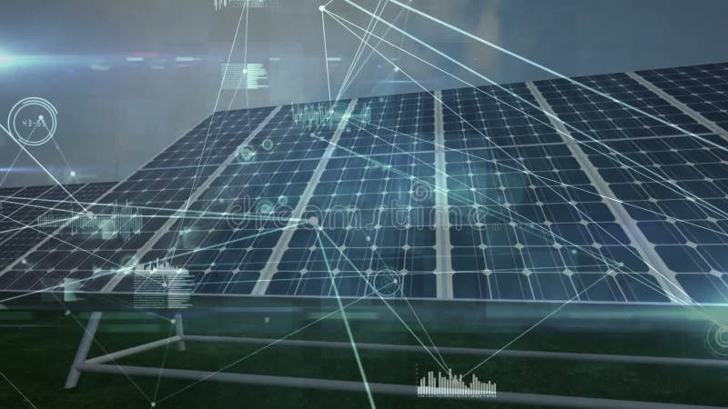 Solar Panels Processing Data with Network Connections in Animated ...