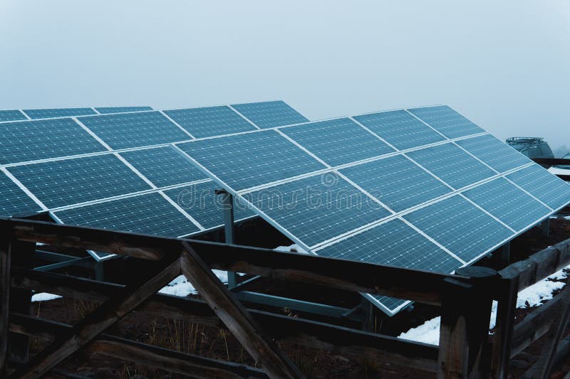 Solar Panels Providing Clean Energy Snowy Mountain Landscape Stock Photos - Free & Royalty-Free ...