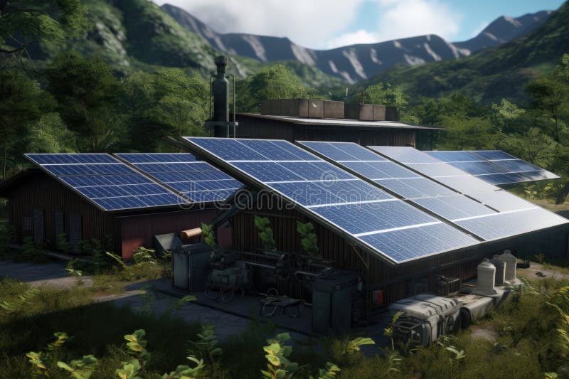 Solar Panels Providing Power To the Base Stock Photo - Image of ...