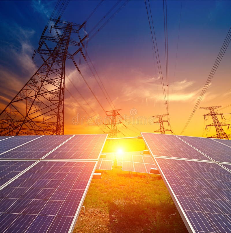Solar panels and pylon stock photo. Image of solar, metal - 311030454