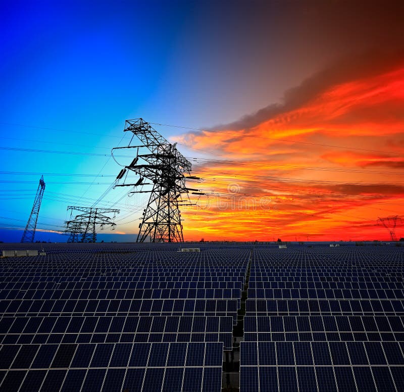 Solar panels and pylon stock illustration. Illustration of renewable ...