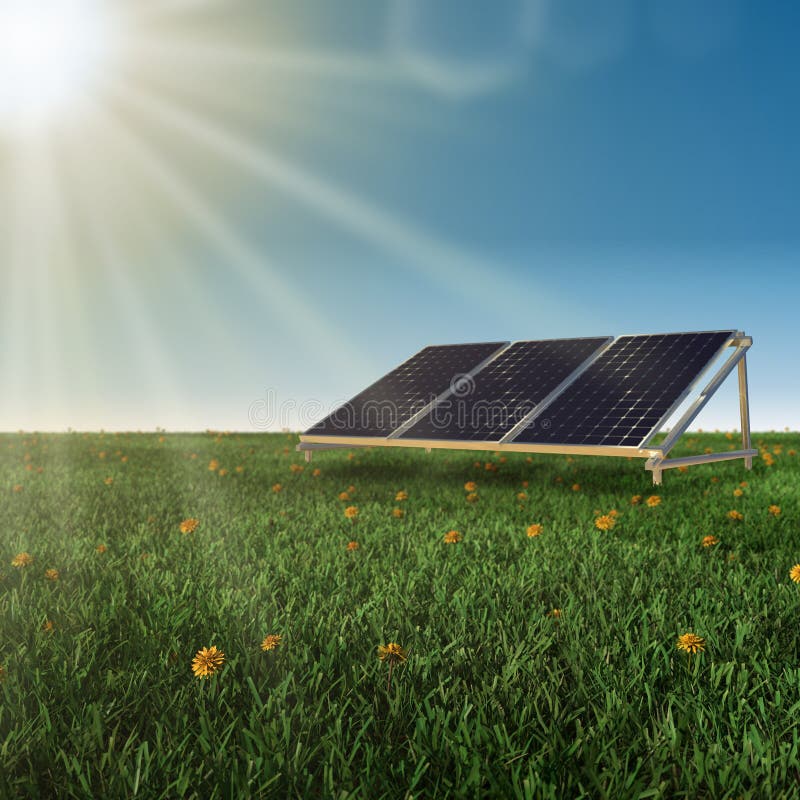 Solar Panels Renewable Energy Concept Stock Image - Image of grass ...