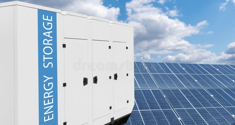 Solar Panels with Renewable Energy Storage Stock Photo - Image of ...