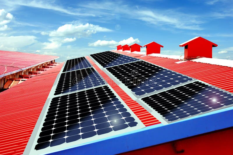 Solar panels on the roof stock photo. Image of conservation - 13651496
