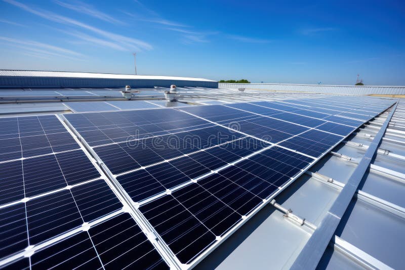 Solar panels on the roof stock illustration. Illustration of ecology ...