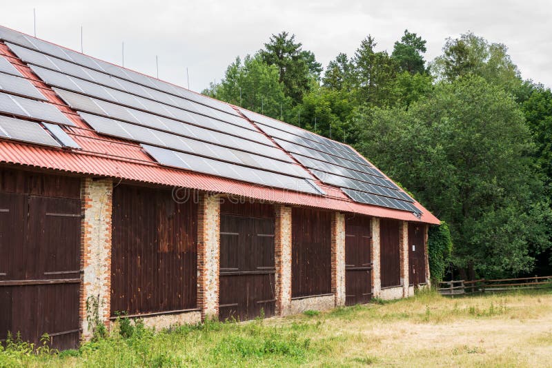 Solar Panels on the Roof of the Barn Stock Image - Image of ecology ...