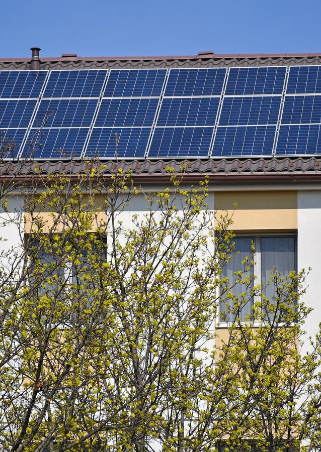 Solar Panels on the Roof of a Building Stock Image - Image of power ...