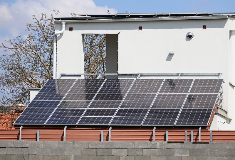 Solar Panels on the Roof of a Building Stock Image - Image of ...