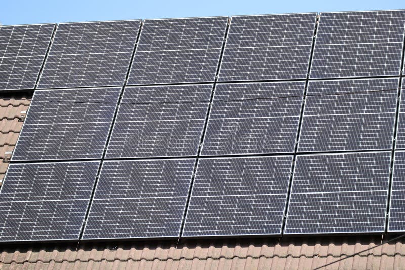 Solar Panels on the Roof of a Building Stock Image - Image of panel ...