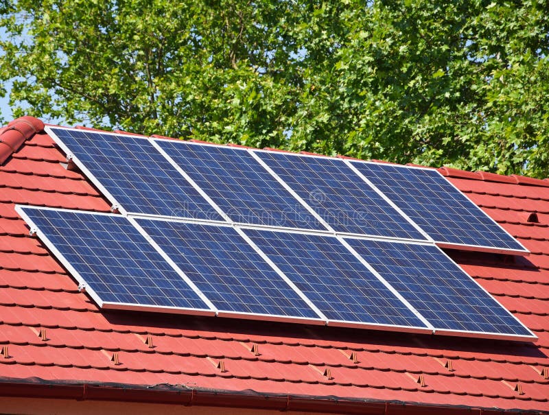 Solar panels on the roof stock image. Image of solar - 82830497