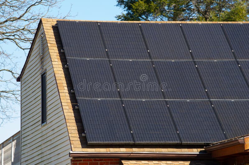 Solar panels on the roof stock image. Image of saving - 269972411