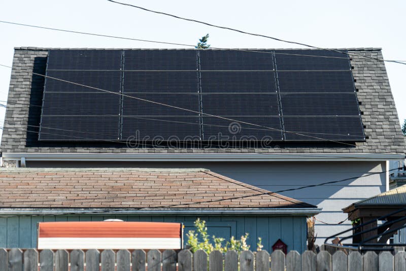 Solar Panels on Roof of Garage Stock Image - Image of cell, power ...