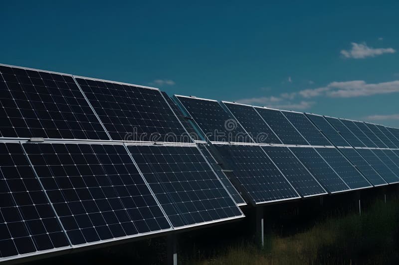 Solar Panels on a Farm. Generative AI. Stock Illustration ...