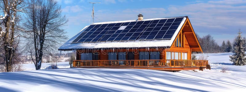 Solar Panels on the Roof of the House Winter. Selective Focus Stock ...