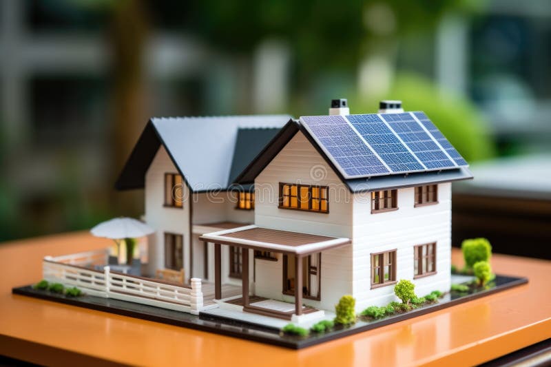 Solar Panels on Roof of a Model House Stock Image - Image of ...