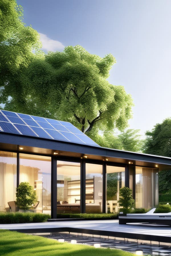 Solar Panels on the Roof. Modern Technology Solution Stock Image - Image of house, renewable ...
